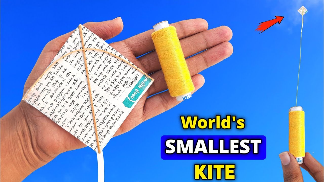 World's Smallest paper kite flying , how to make newspaper kite , paper ...