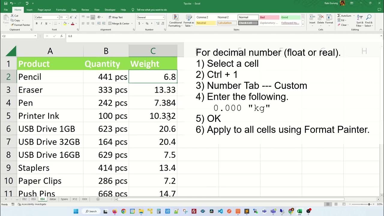 How to add unit to cells in Excel - Excel Tips and Tricks - YouTube
