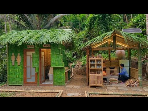 The girl alone built a bamboo house, a clay stove - Built a super beautiful bamboo toilet