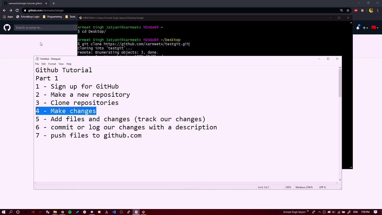 GitHub (1) - Tracking, Commits, and Pushing Changes - YouTube