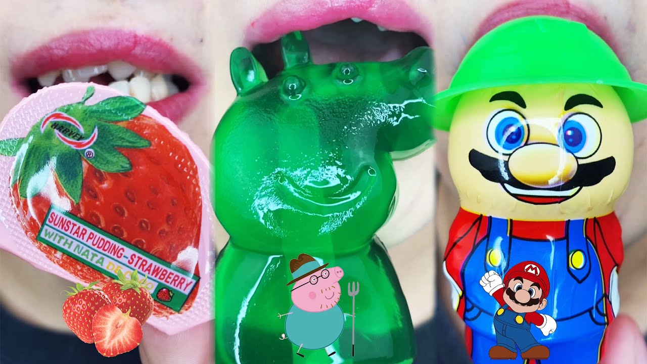 asmr SATISFYING JELLY, SUPER MARIO CANDY eating sounds - YouTube