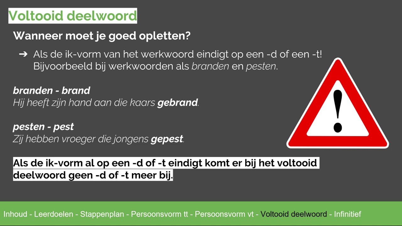 Werkwoordspelling pvtt pvvt vd en inf - YouTube