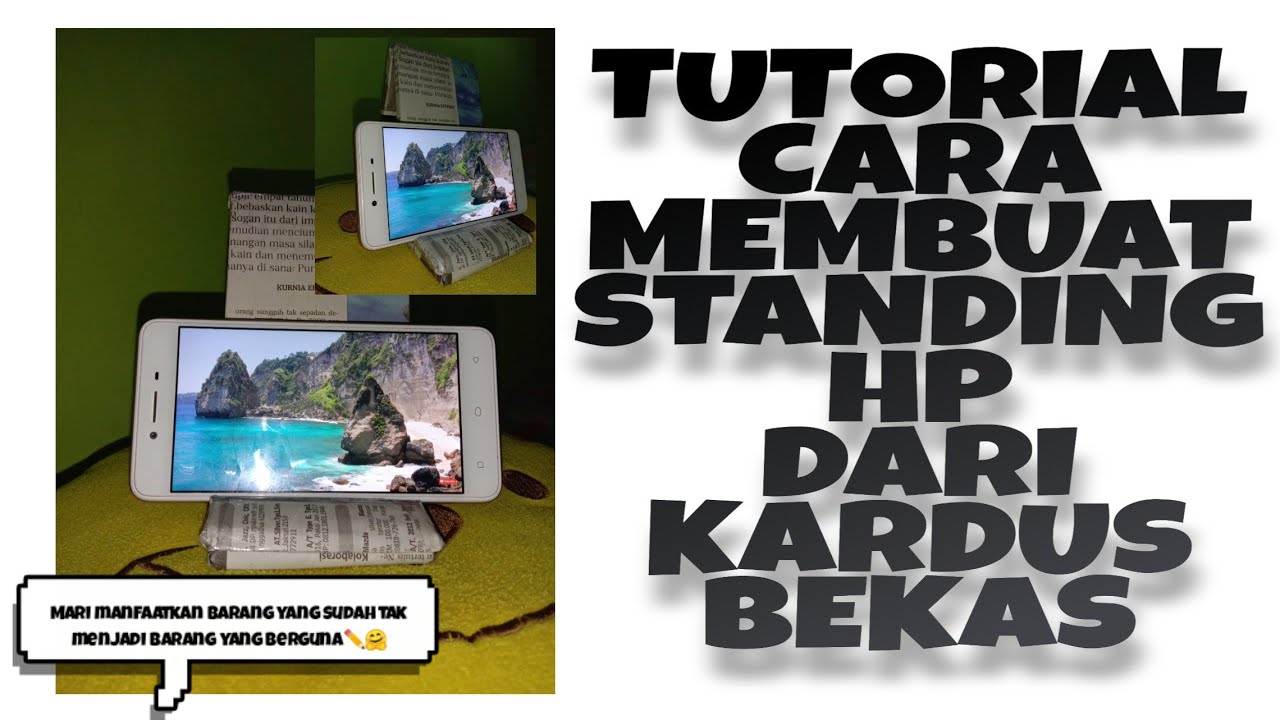 TUTORIAL MEMBUAT STANDING HANDPHONE DARI KARDUS BEKAS | MUDAH - YouTube