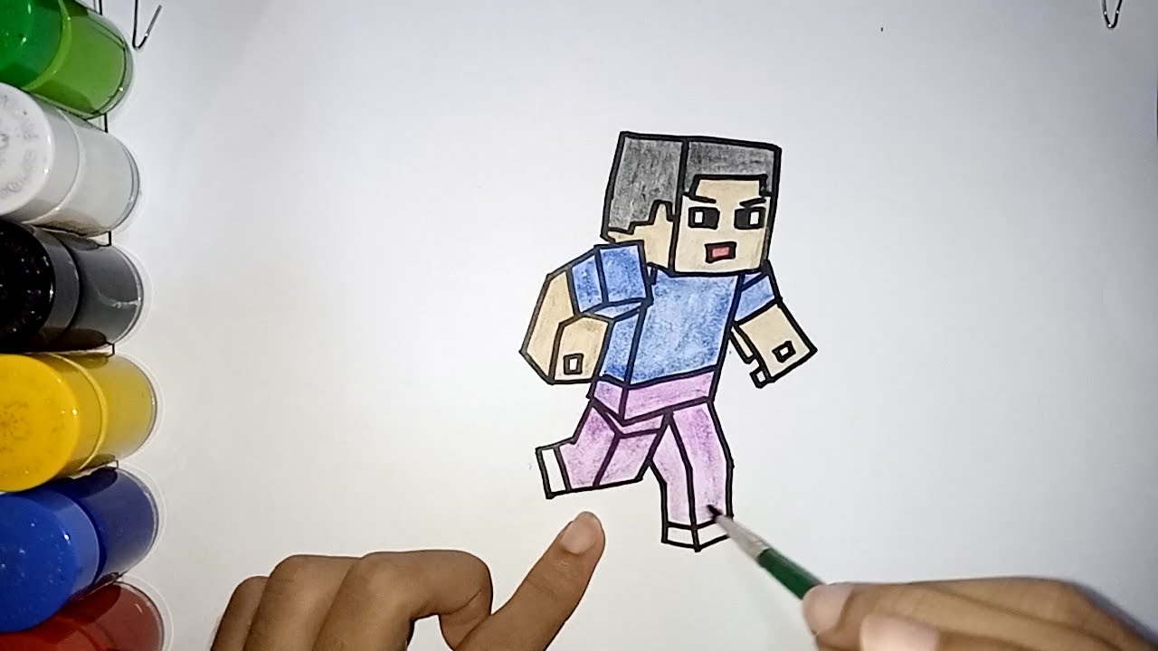 How To Draw Minecraft Character | Menggambar dan mewarnai minecraft ...