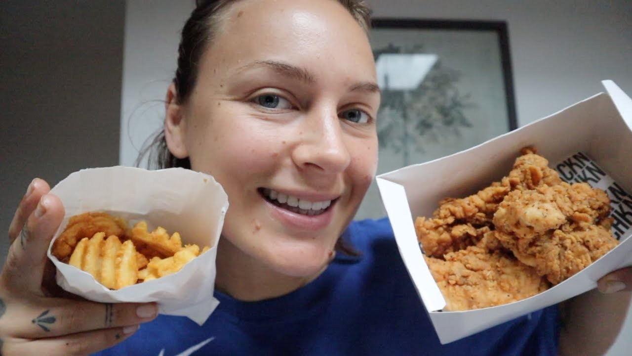 ASMR | Fried Chicken and Waffle Fries MUKBANG *Plus Rain Sounds* - YouTube