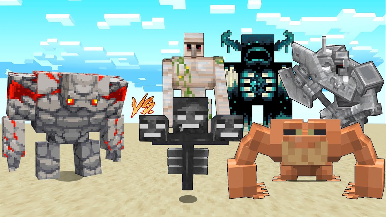 REDSTONE GOLEM Vs Warden, Ferrous Wroughtnaut, Iron golem, Mutant Frog ...