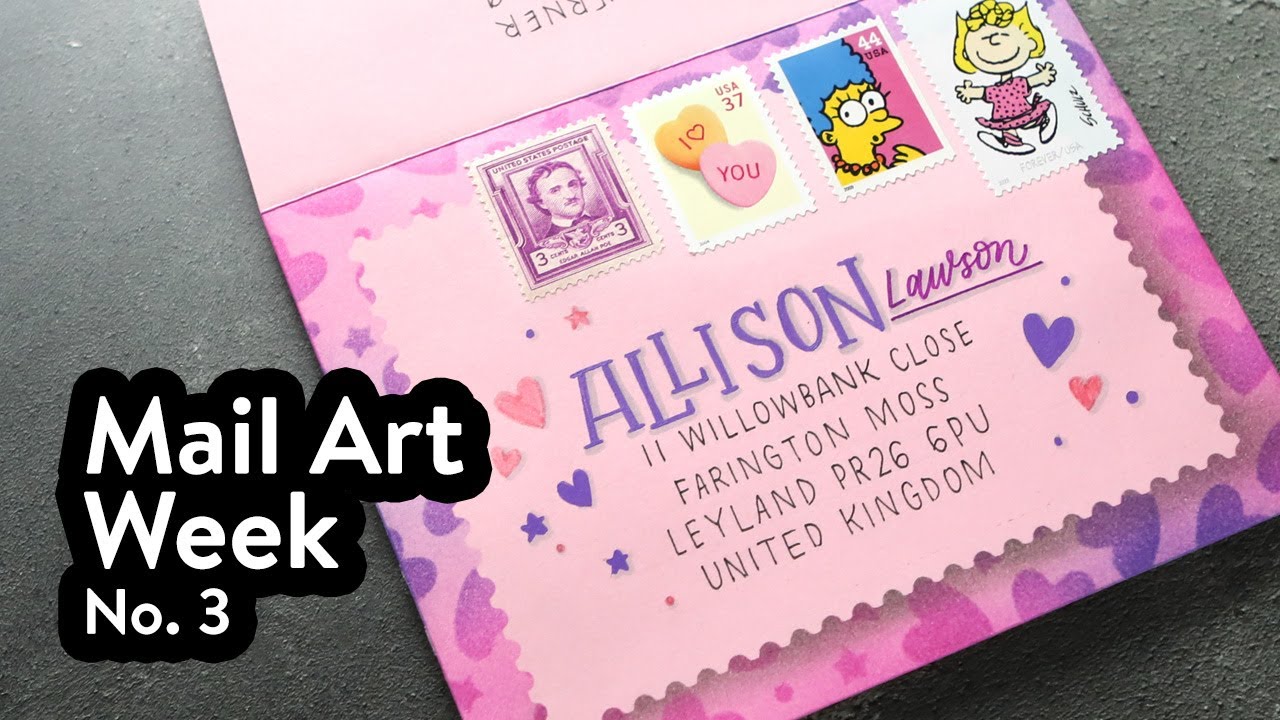 Mail Art Week! Envelope No. 3 - Masked & Stenciled - YouTube