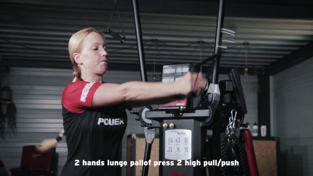 Exercise 133: pillar strength handle 2 hands lunge pallof press mid ...