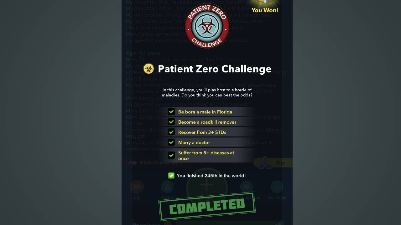How to Complete Bitlife's Patient Zero Challenge - YouTube