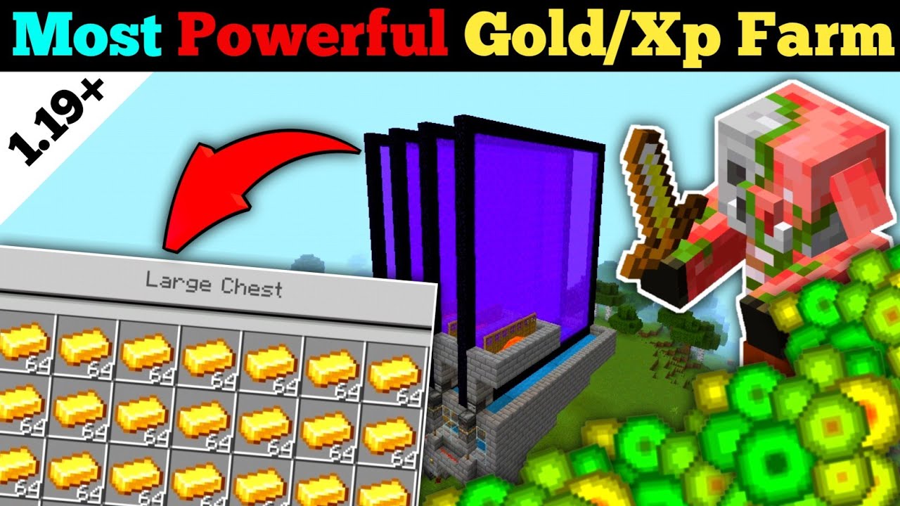 Minecraft BIGGEST Gold /XP Farm In Pe 1.19 | Bedrock/Java/Xbox/Ps4 ...