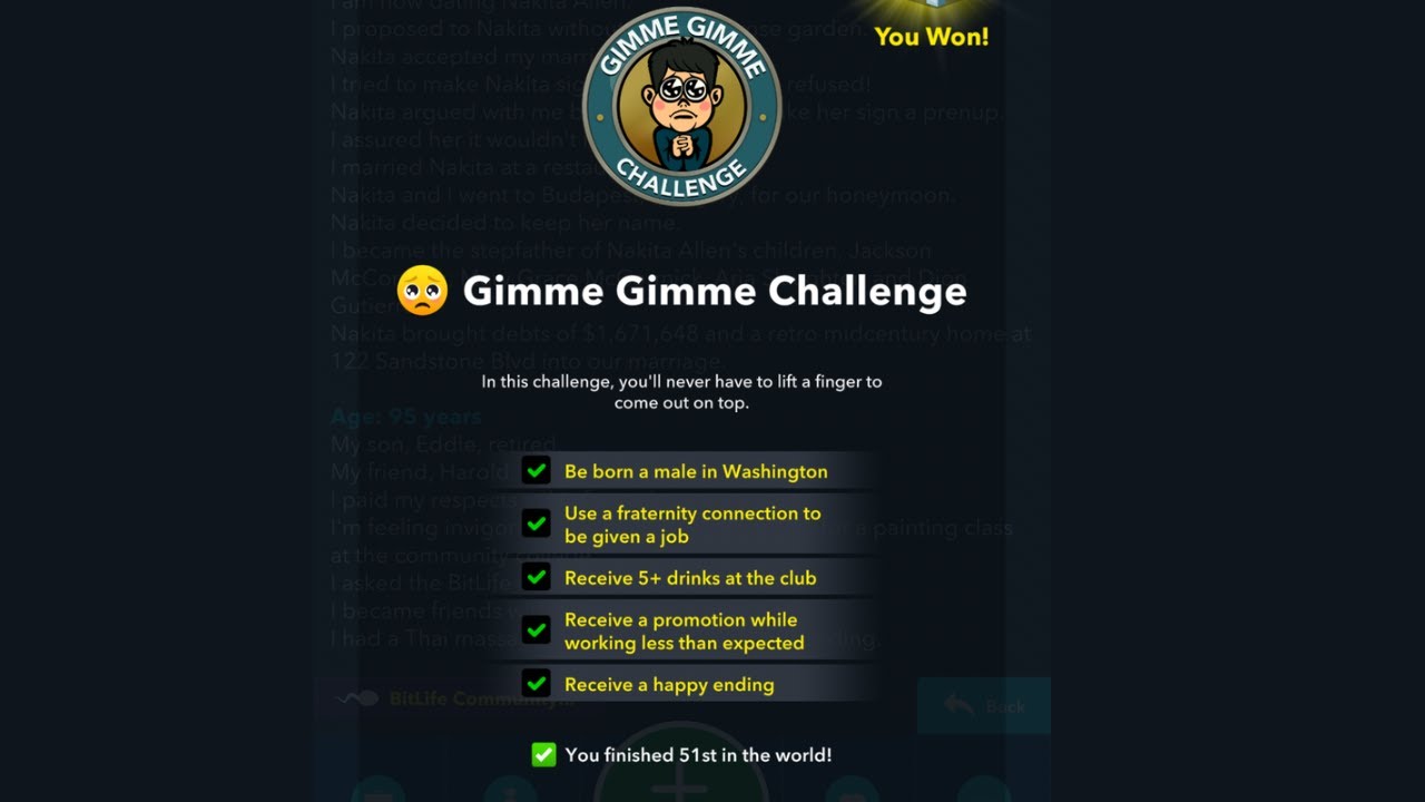 How to Complete Bitlifes Gimme Gimme Challenge - YouTube