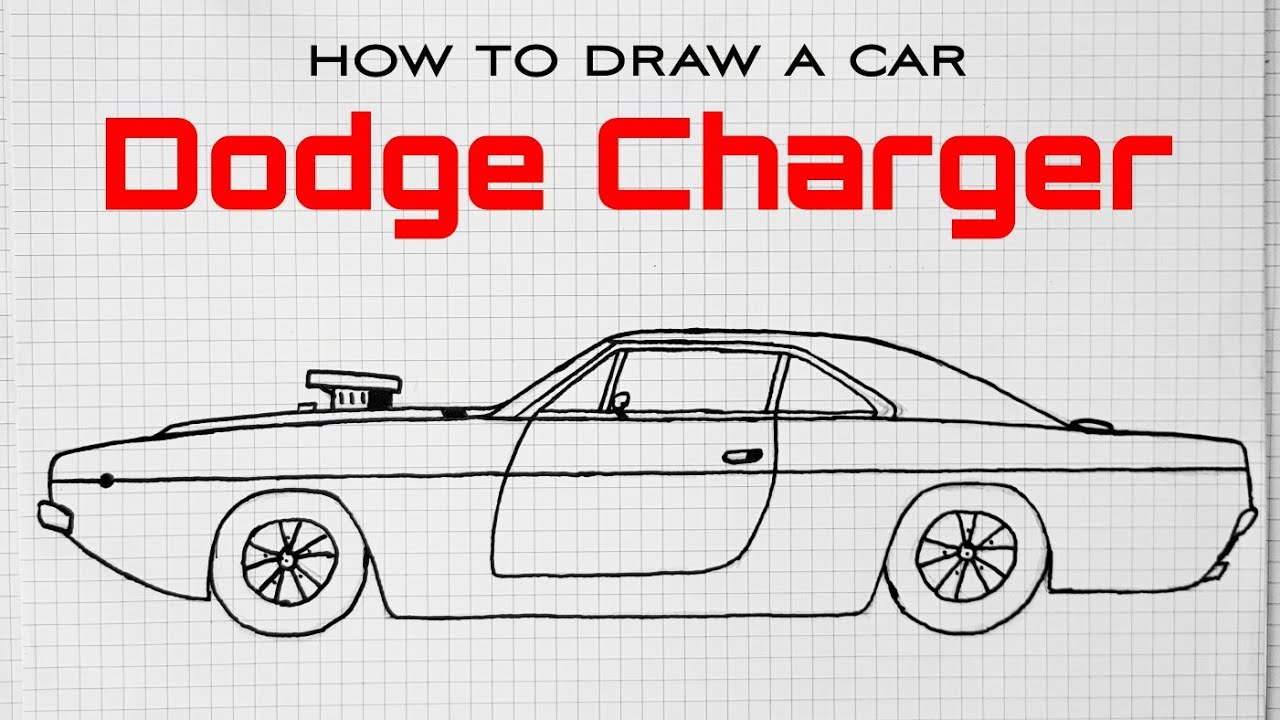 How to draw a car Dodge Charger | Draw sports car from the Fast and the ...