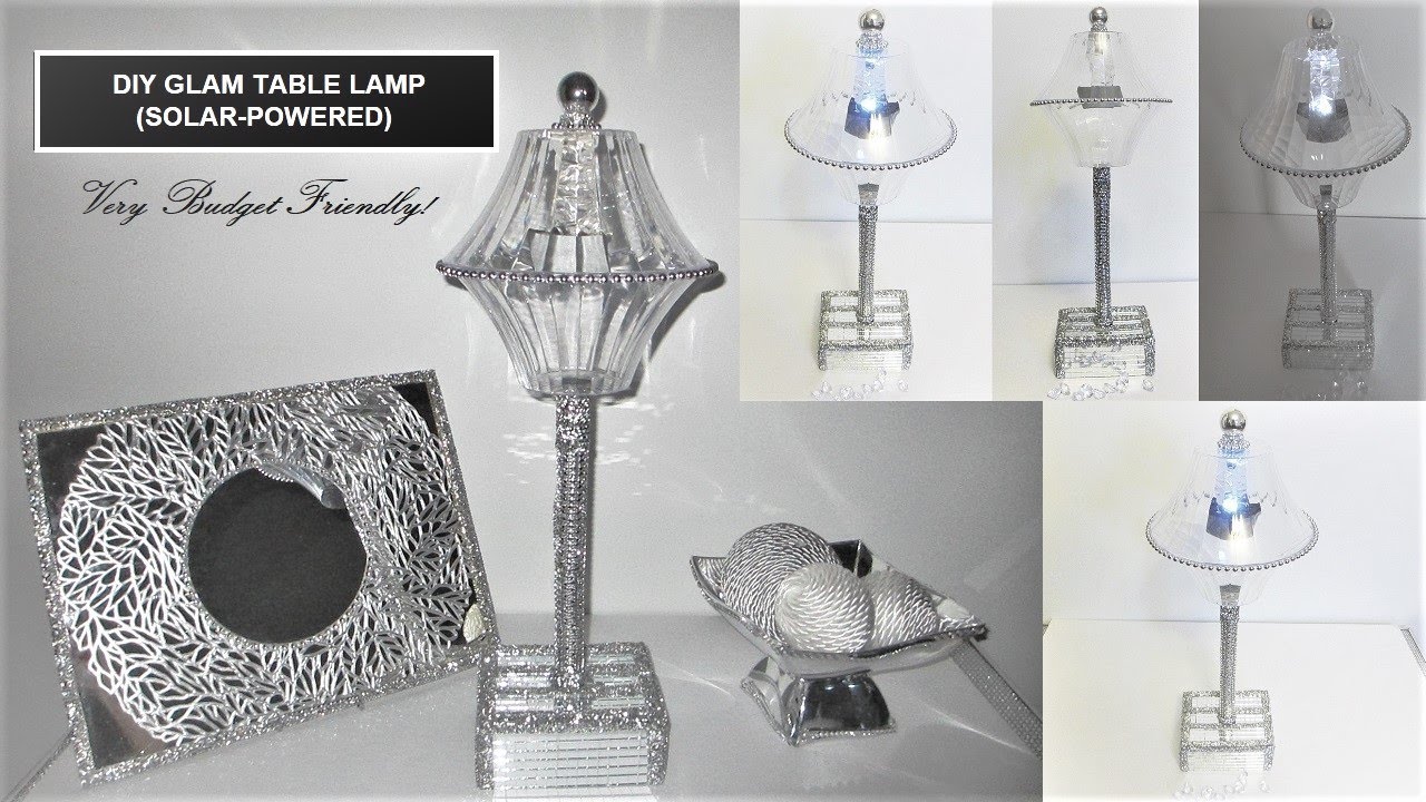 DIY Glam Table Lamp - Lots of Bling | Dollar Tree DIY - YouTube