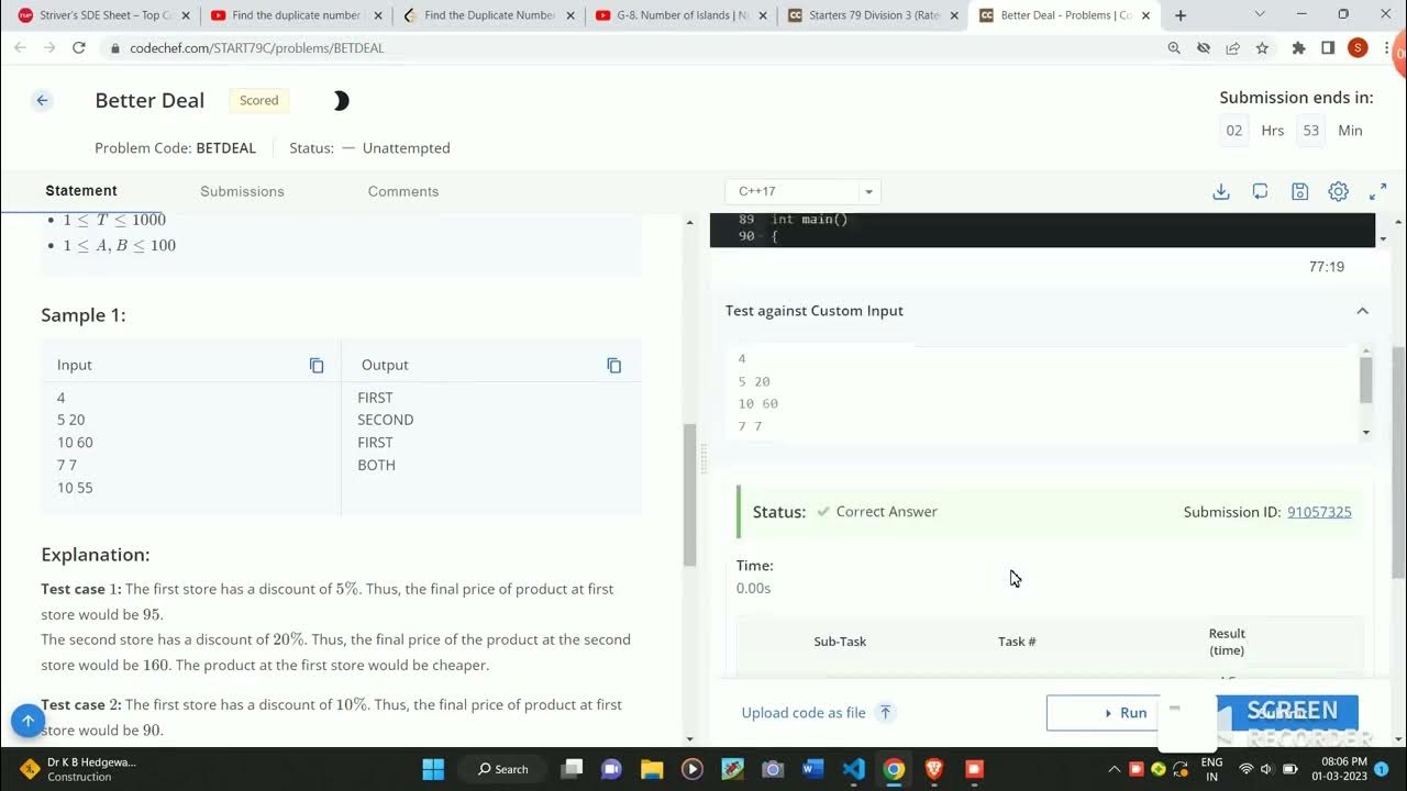 Better Deal Codechef Solution Youtube