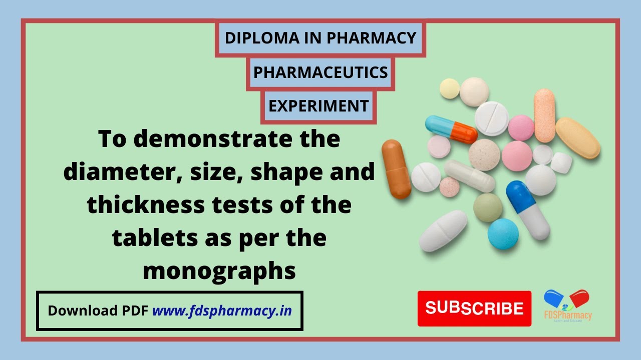 Practical : To demonstrate the diameter, size, shape and thickness ...