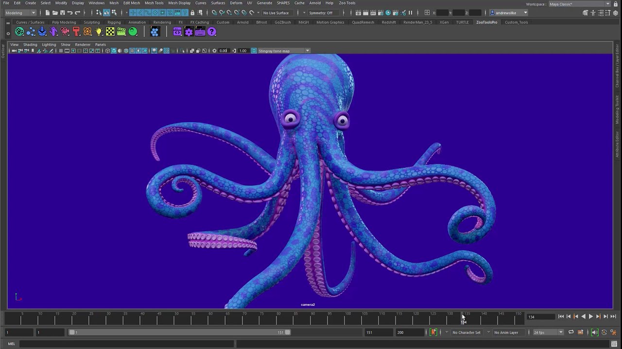Octopus Animation In Maya's Viewport - YouTube