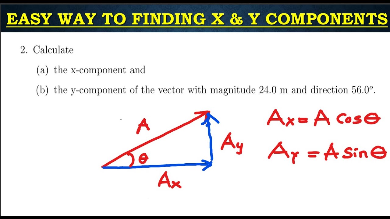 HOW TO FIND THE X AND Y COMPONENTS OF A VECTOR - PHY 101 TUTORIAL SHEET 2 - PART 2 - YouTube