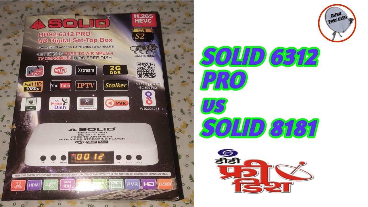 SOLID HDS2 6312 PRO set top box || dd free dish || solid 6312 pro vs solid 8181 || solid 6312 ...