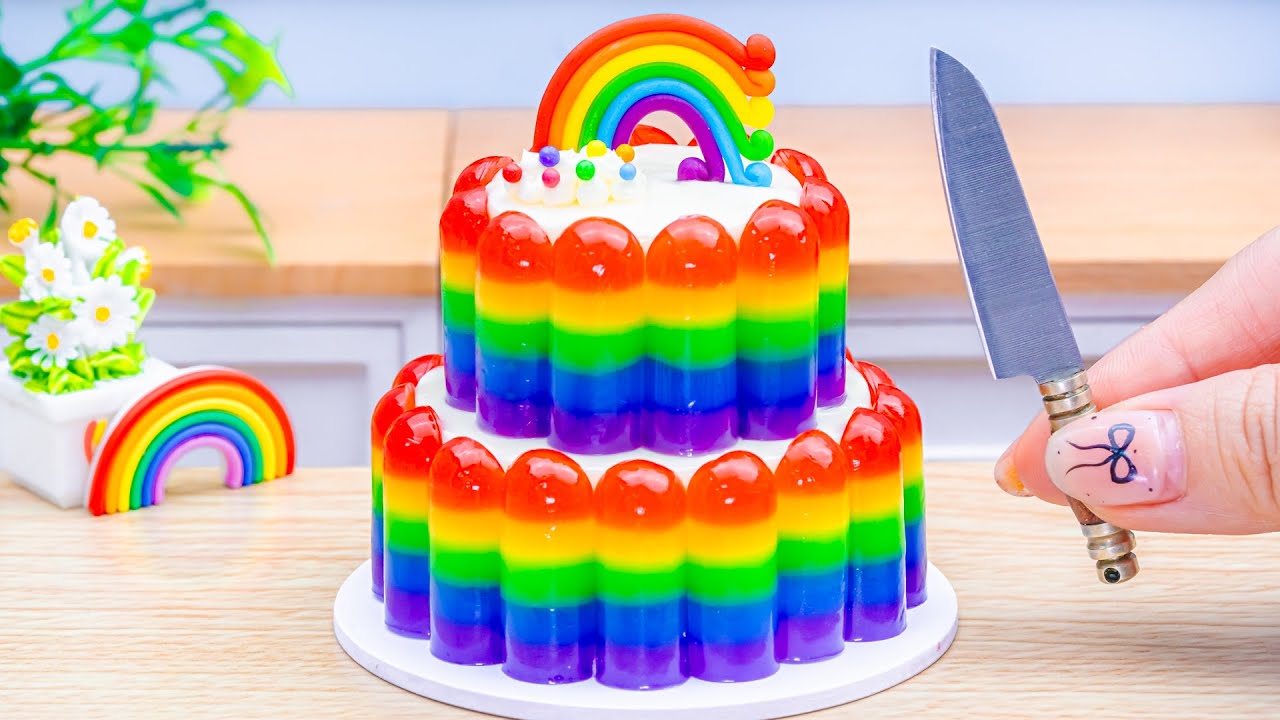 Delicious Rainbow Jelly Cake Recipes🌈Beautiful Miniature Rainbow ...