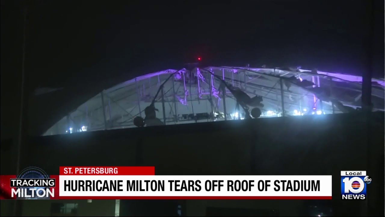 Hurricane Milton destroys roof of Tropicana Field in St. Petersburg ...