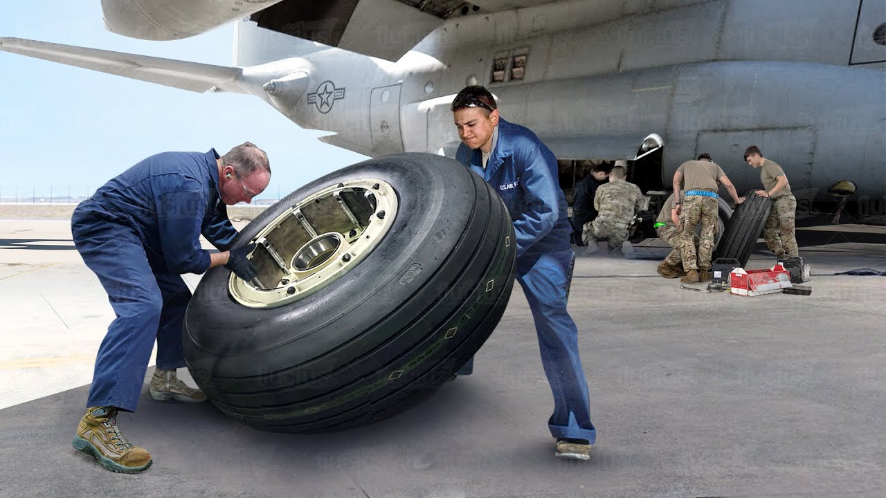 The Hypnotic Process of Emergency Tires Change on US AirForce Aircraft ...