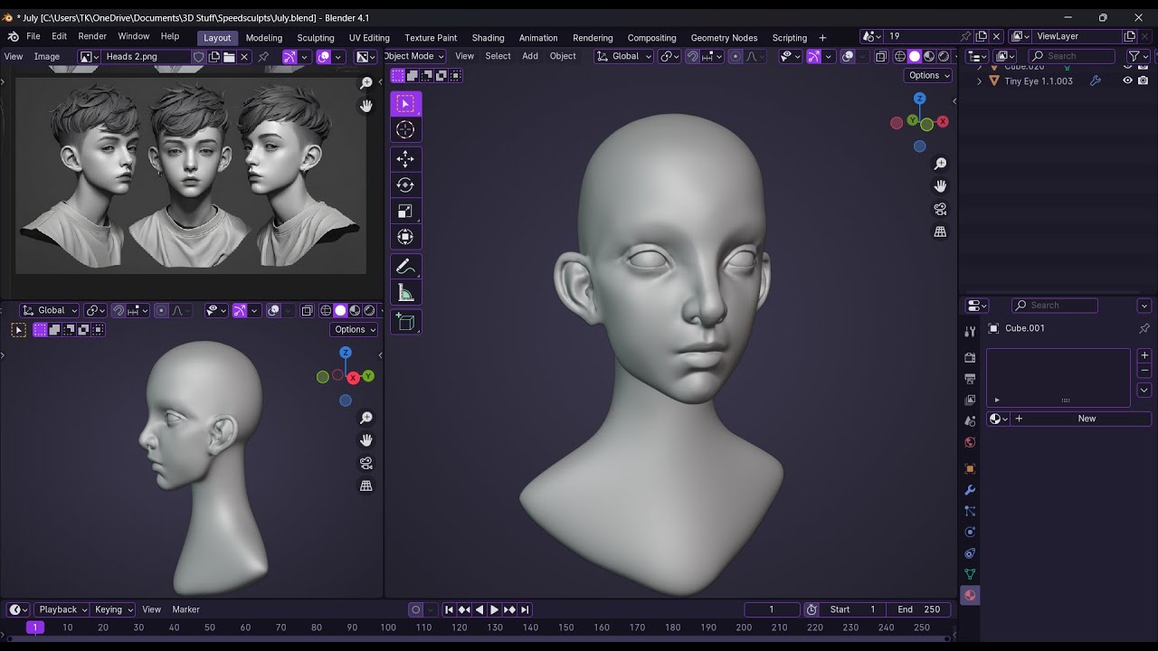 How I Sculpt a Head in Blender 3D (Practice Process Timelapse) - YouTube