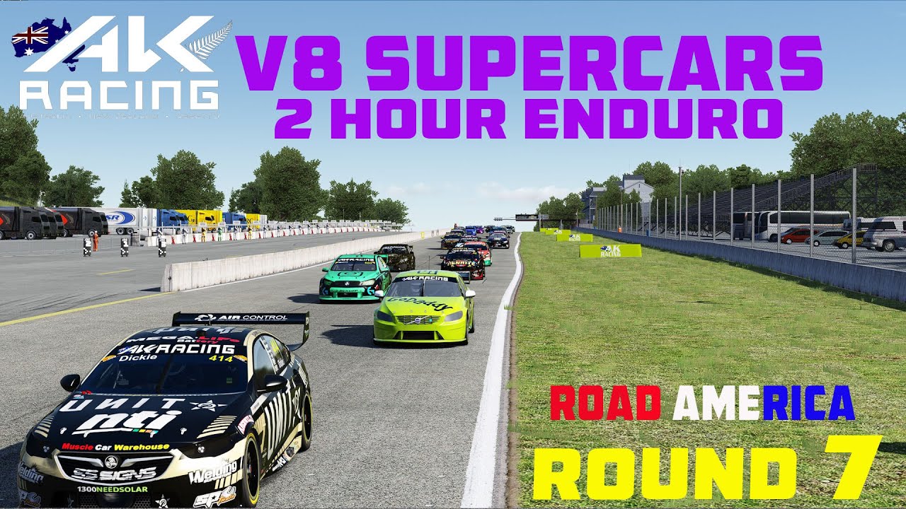 AK RACING- V8 SUPERCARS- 2H ROAD AMERICA ENDURO- Round 7 - YouTube