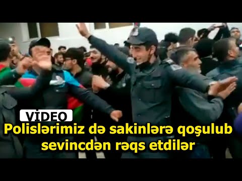 Polislərimiz də sakinlərə qoşulub sevincdən rəqs etdilər