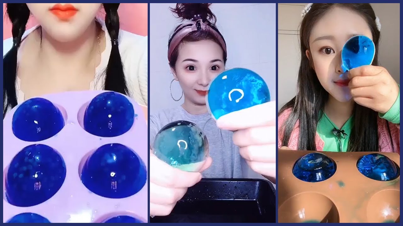 [ASMR] 🧊 EATING COLORED WATER FILLED ICE (crunchy sounds) SATISFYING ...