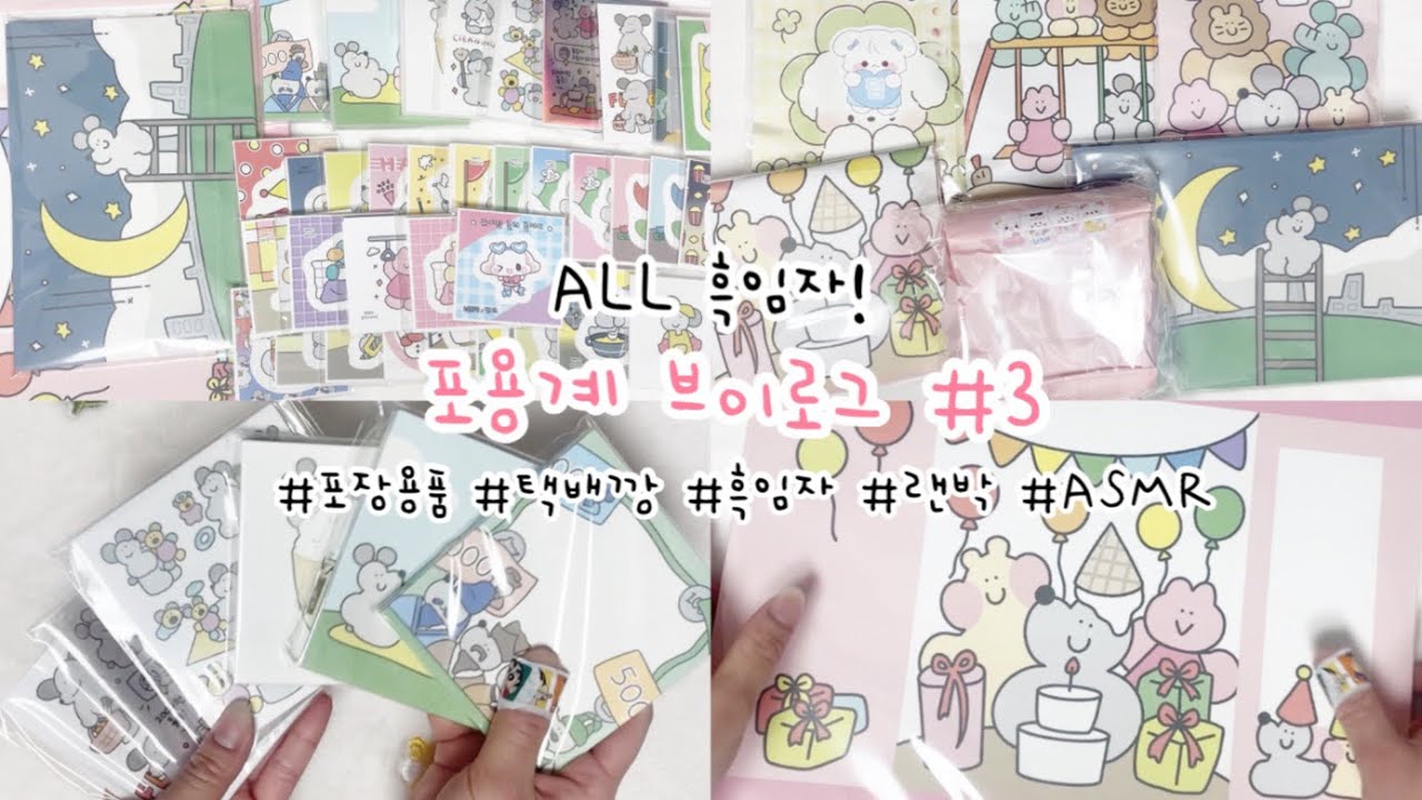 ᴗ・`♡포용계 브이로그 3 All 흑임자 포장용품 포용랜박 택배깡 문구용품 다꾸용품 초보문구사장