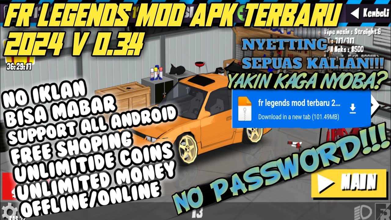 MOD APK FR LEGENDS TERBARU V0.3.4 NO PASSWORD, LANGSUNG GASKENNN DOWNLOAD - YouTube