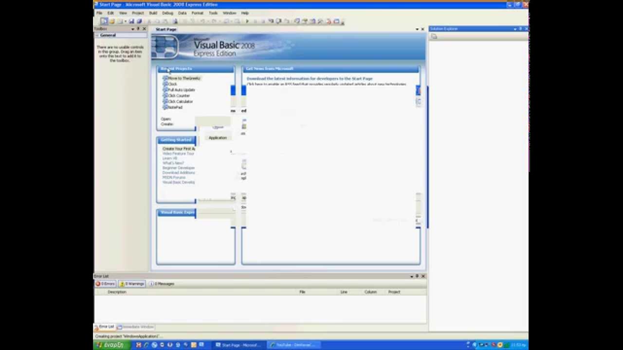 Visual Basic 2008 Tutorial-How to make a template - YouTube