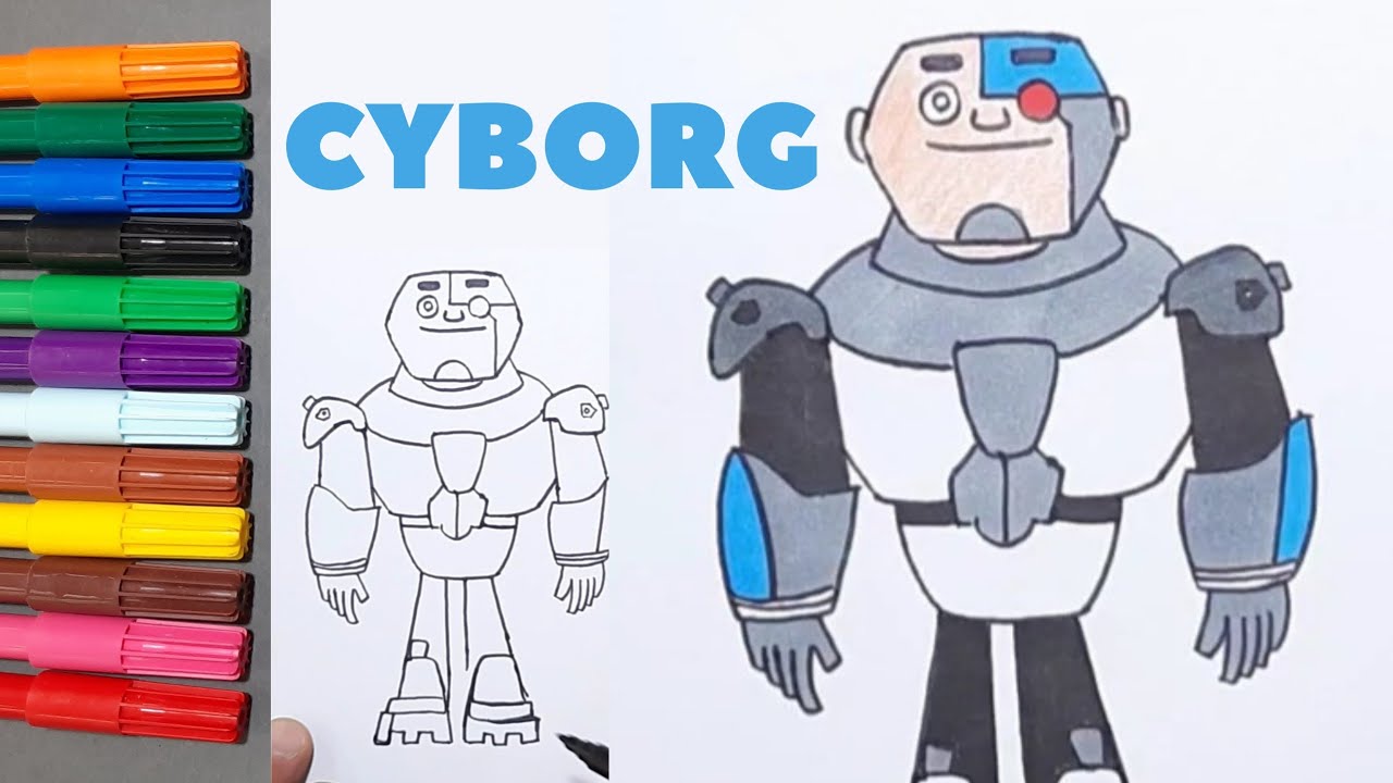 How to Draw Cyborg from tee Titans Go || step by step - YouTube