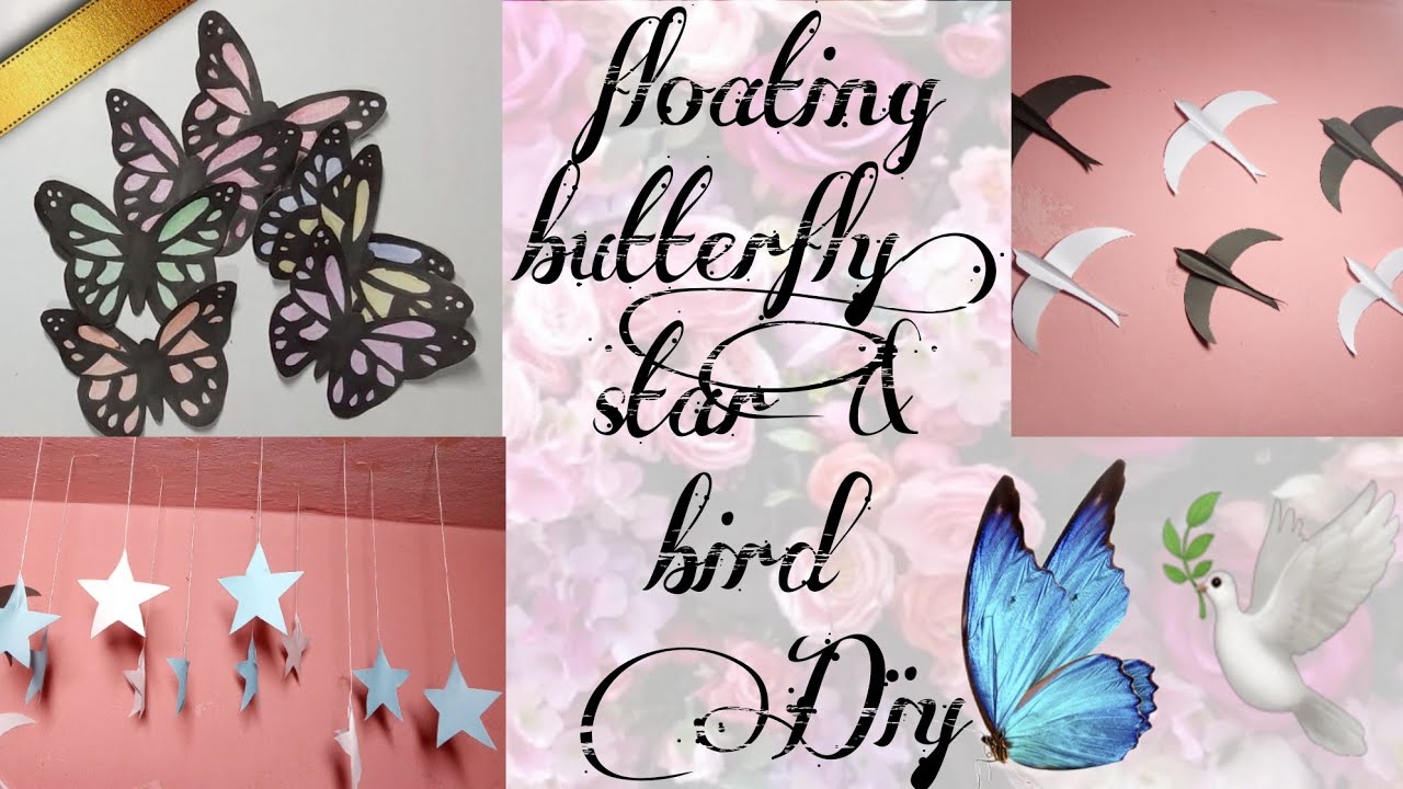 Floating butterfly, star & bird diy | paper craft😇 - YouTube