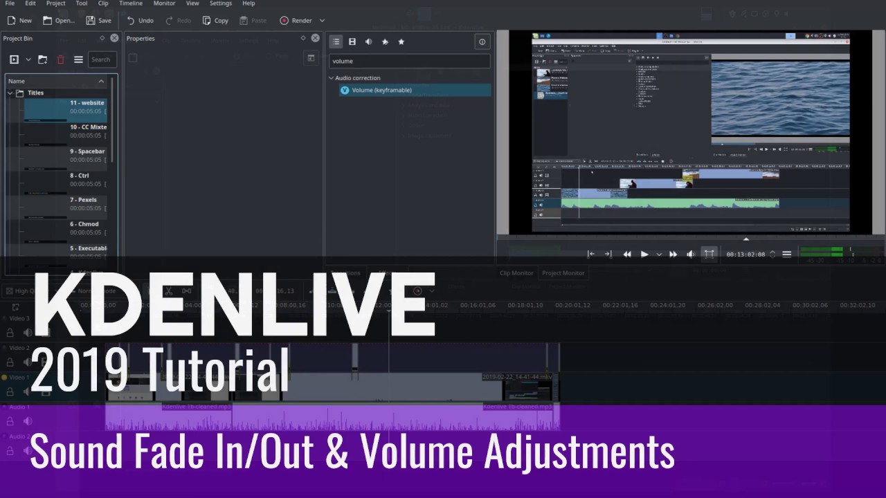 Kdenlive 2019 Tutorial - How to do Sound Fade In/Out and Make Volume Adjustments - YouTube