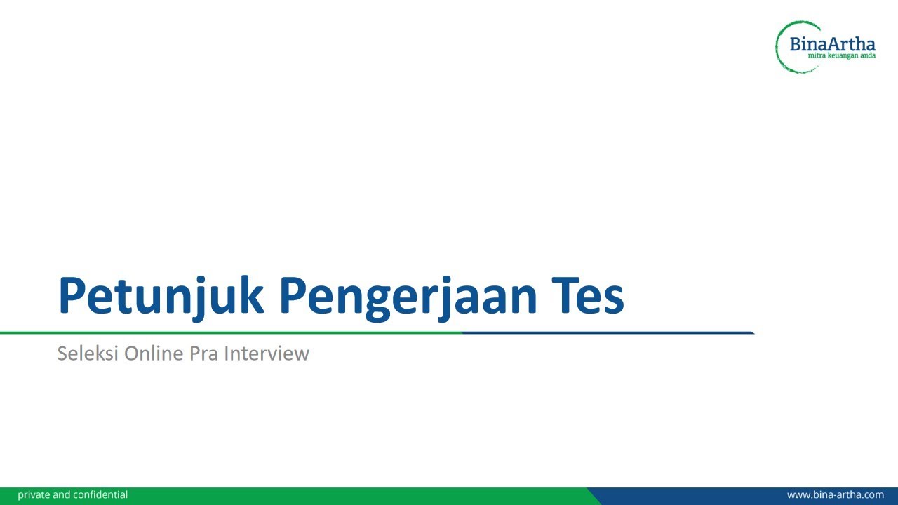 Panduan Seleksi Online Pra Interview - BAV - YouTube