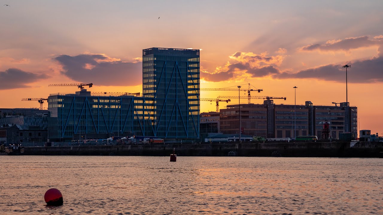 Sunset Over Dublin Docklands on the River Liffey, Ireland - YouTube