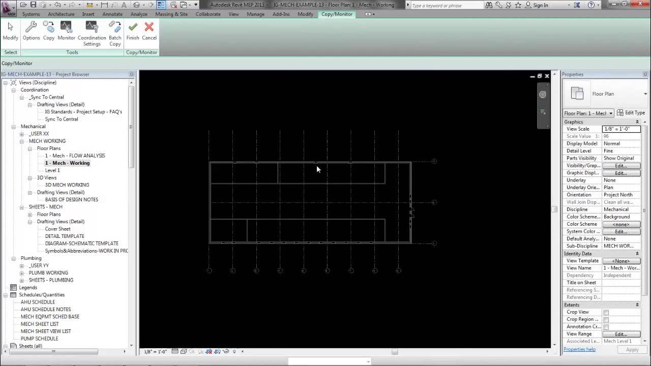 How To Copy/Monitor Grids and Levels for MEP in Revit 2013 - YouTube