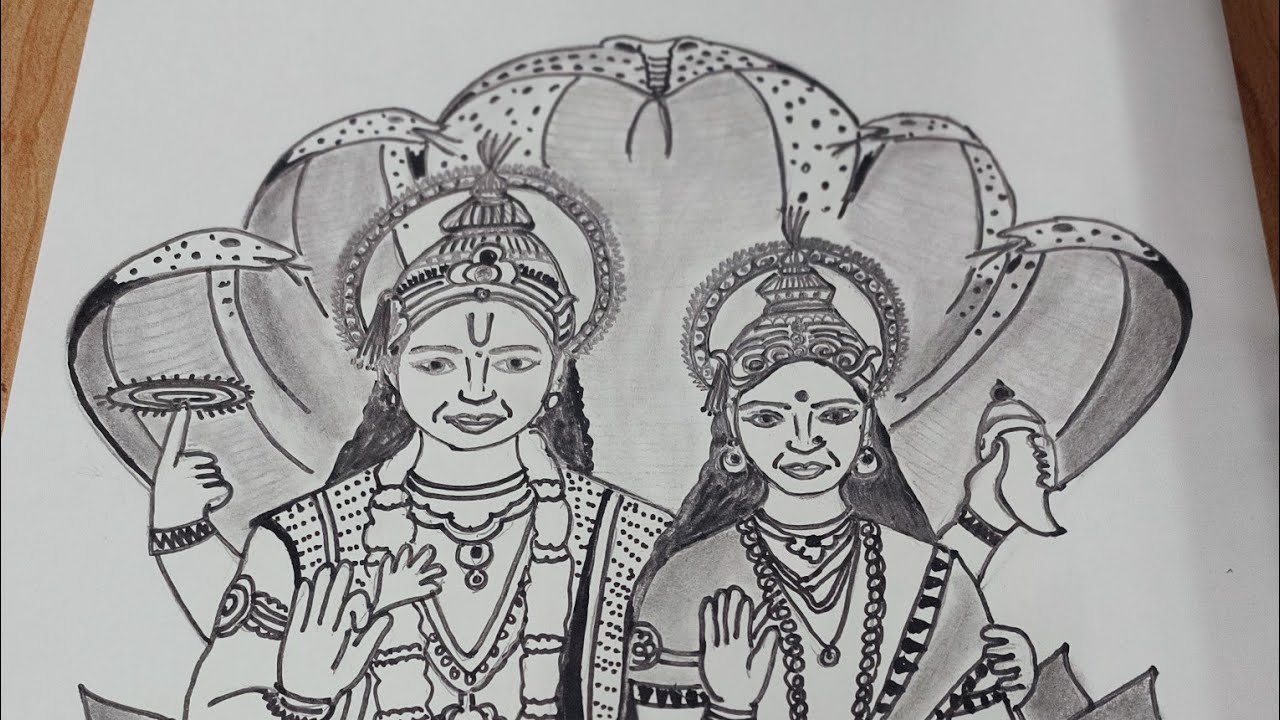 Lakshmi Narayan drawing||Lakshmi Narayan sketching||लक्ष्मीनारायण ...