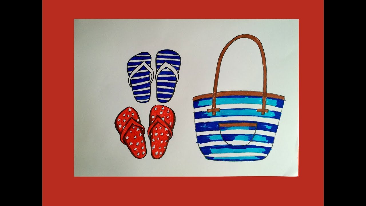 Painting summer for kids | How To Draw Flip-Flop Sandals | Art for kids ...
