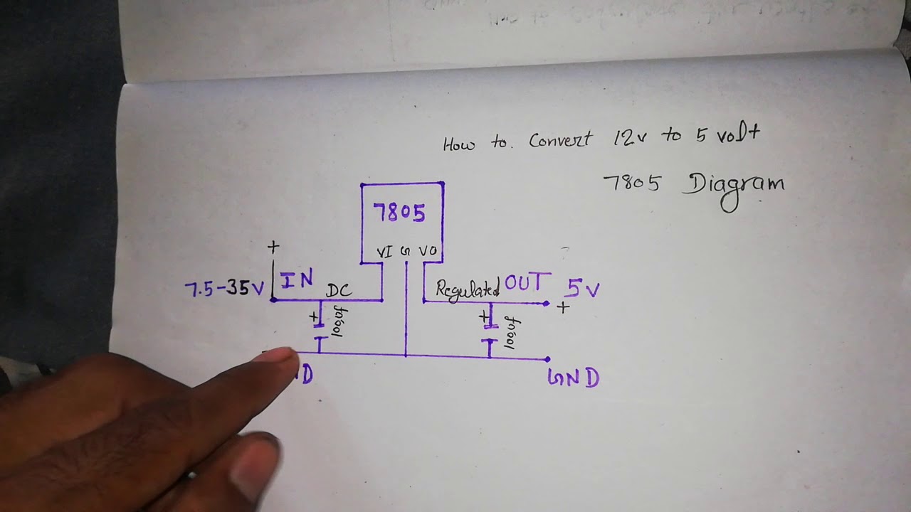 12v to 5v using 7805 | 7805 Voltage regulator | 7805 ic | Amplifier ...
