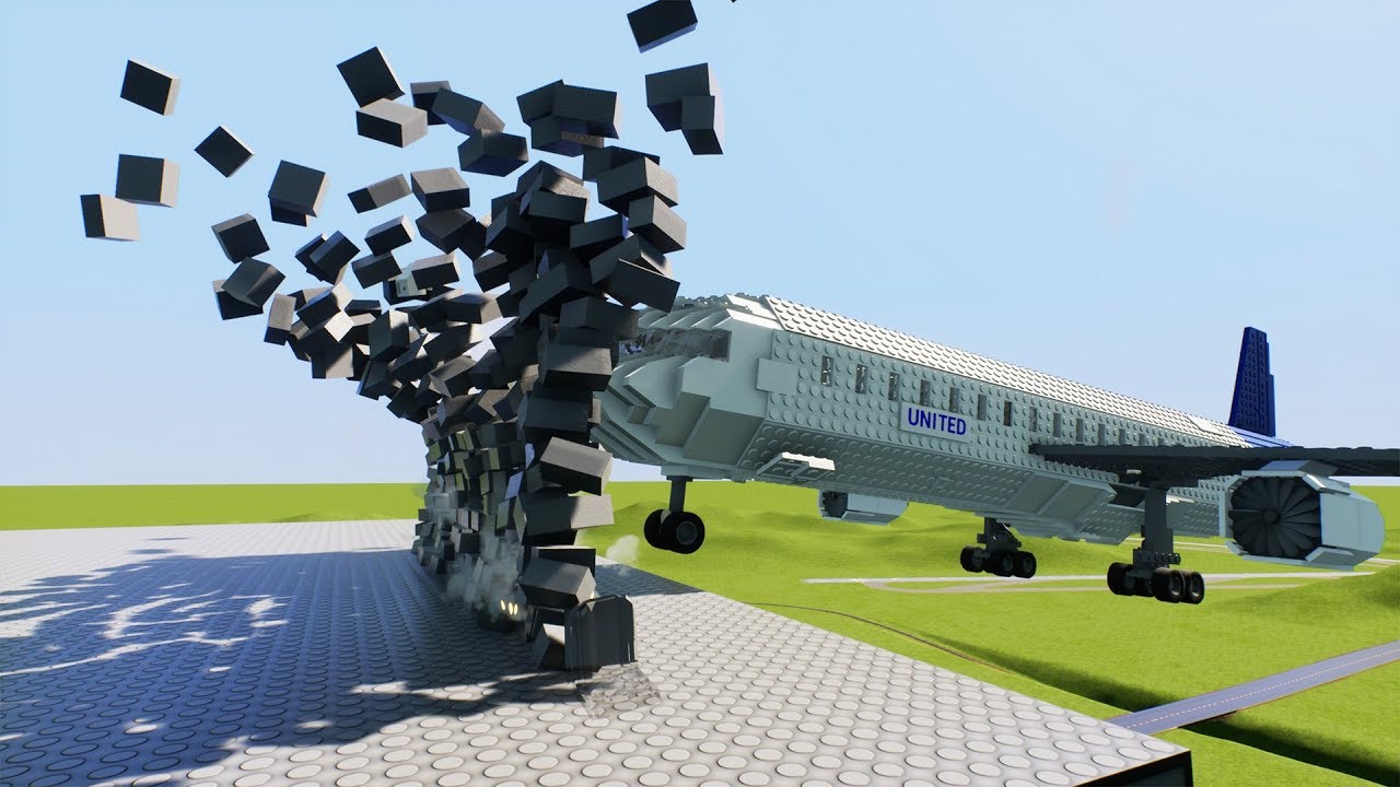 LEGO AIRPLANE FALLS CRASHES TO PHYSICS WALL | Brick Rigs - YouTube