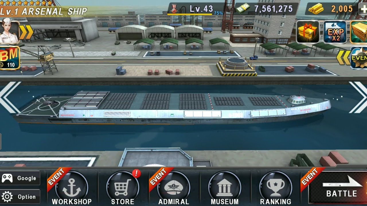 Warship Battle: ARSENAL SHIP in (normal mode) Boss Attack... - YouTube