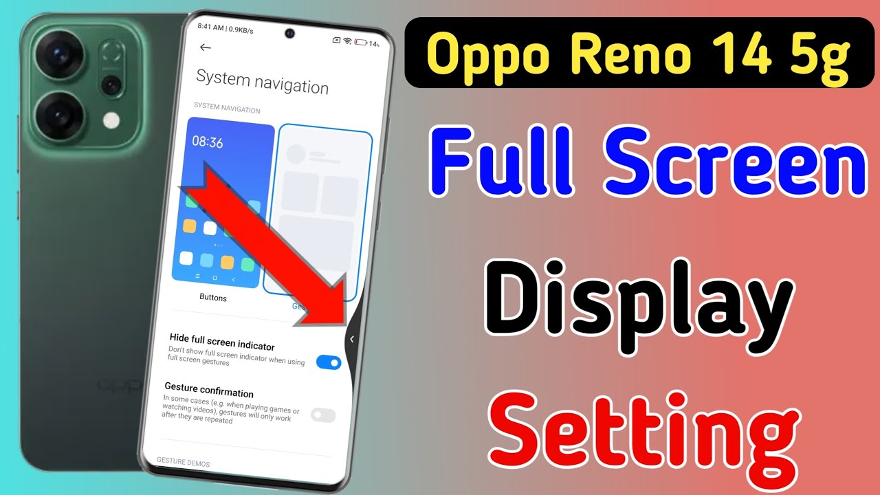 Oppo Reno 14 5g full screen mode settings | How to use full screen ...