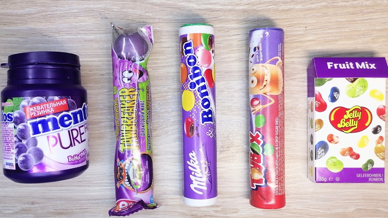 Delicious Sweets in Purple Package | Sweet Tubes and Boxes Unpacking ...
