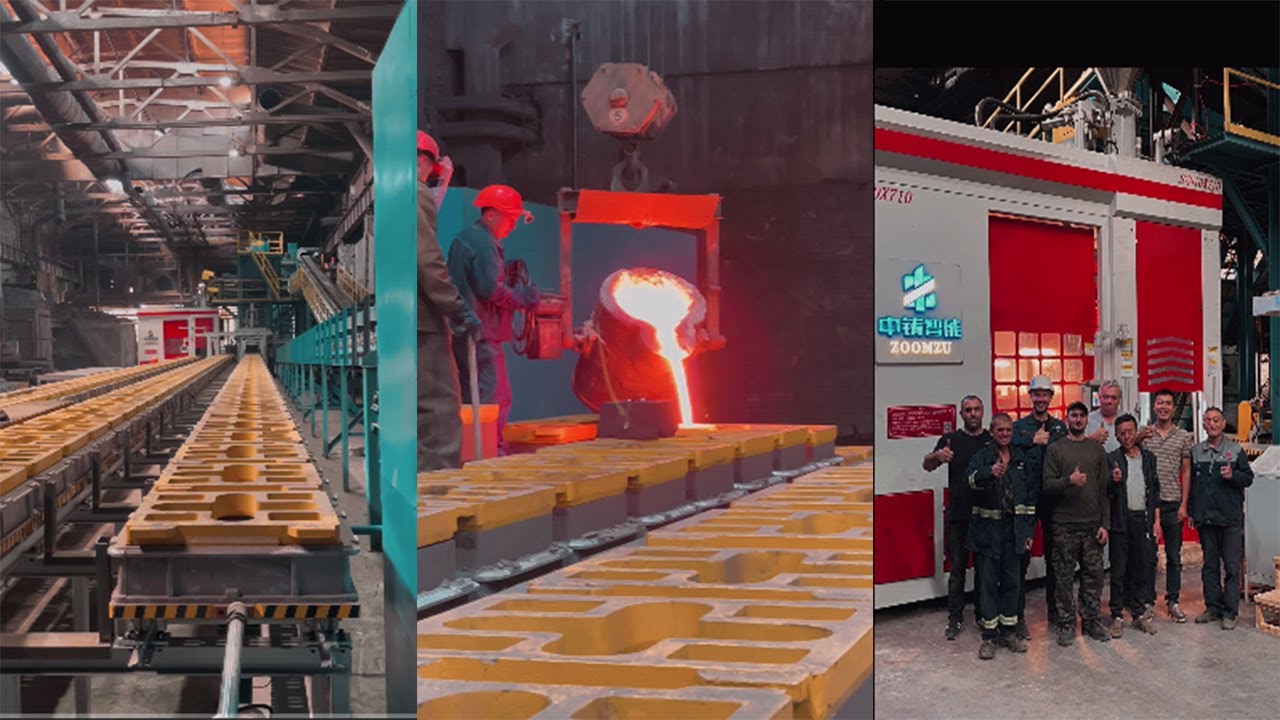 Fully automatic green sand casting molding machine and molding line ...