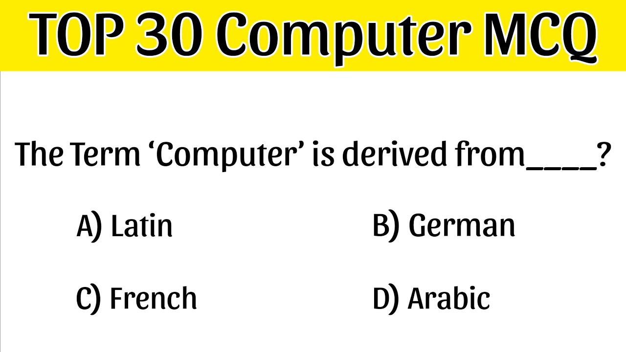 TOP 30 Computer MCQ |computer mcq questions for competitive exams ...