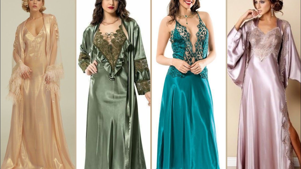 most attractive stylish designer Silk night wear gown - YouTube