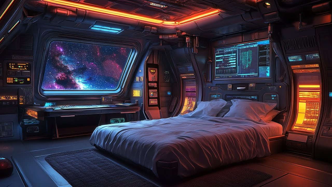 Deep Space Sleeping Quarters | White and Grey Noise | Relaxing Sounds ...