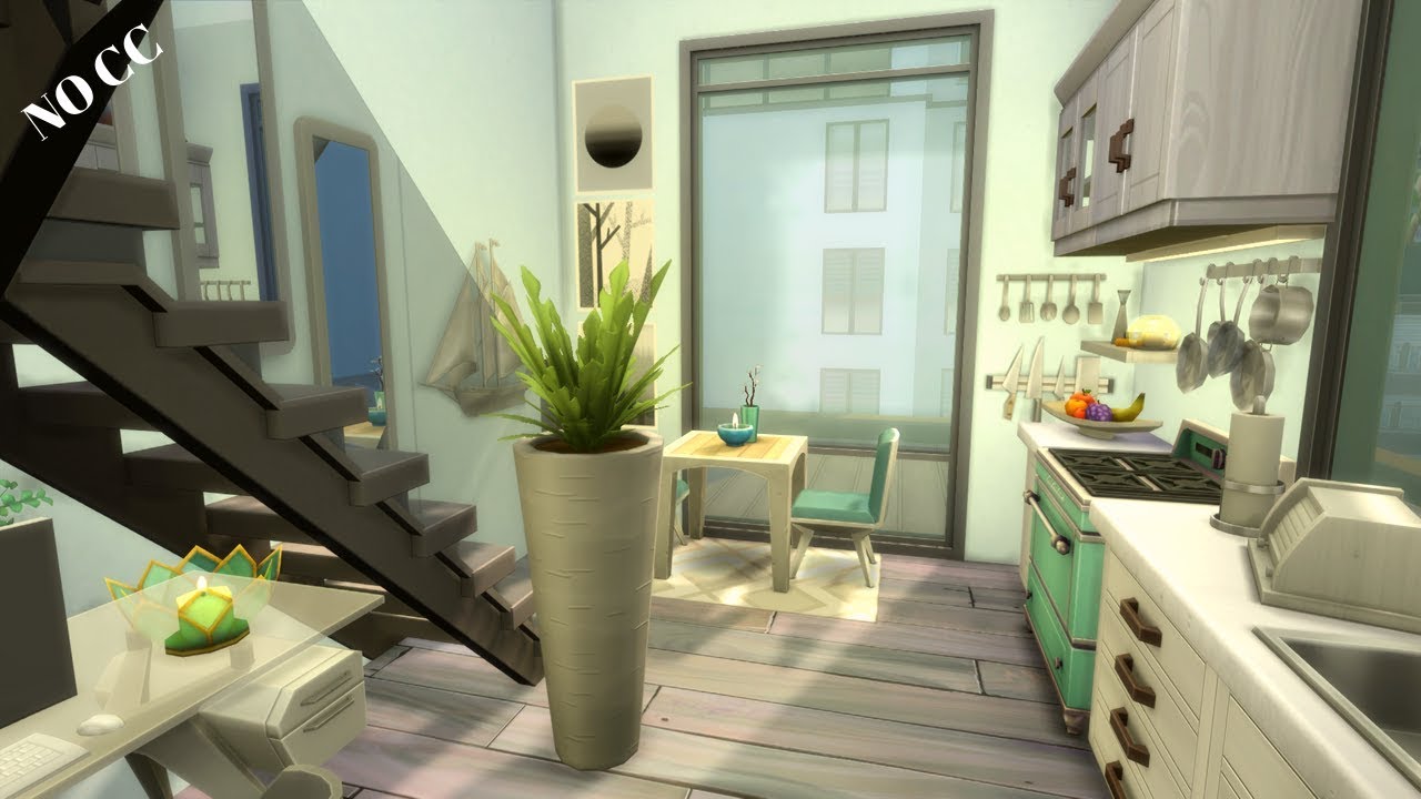 🌆 TINY LOFT APARTMENT 🌙 SIMS 4 SPEED BUILD STOP MOTION (NO CC) - YouTube